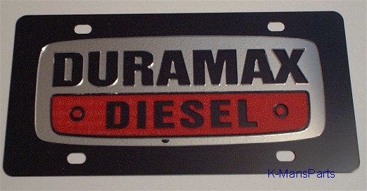 Chevrolet Duramax emblem black stainless vanity license plate