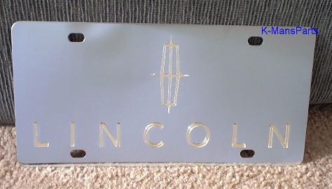Lincoln script emblem Stainless Steel Vanity License Plate Tag