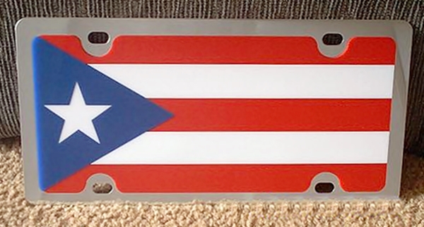 Puerto Rico flag full Stainless Steel Vanity License Plate Tag