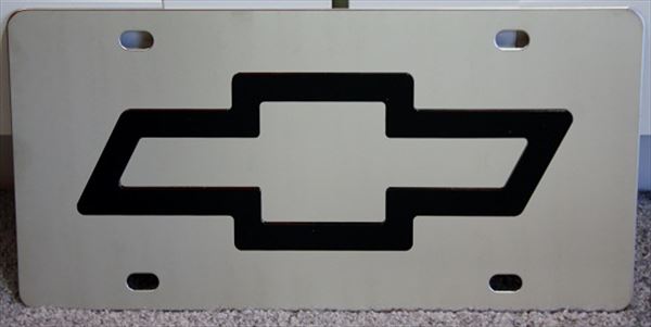 Chevrolet Bowtie black vanity license plate car tag